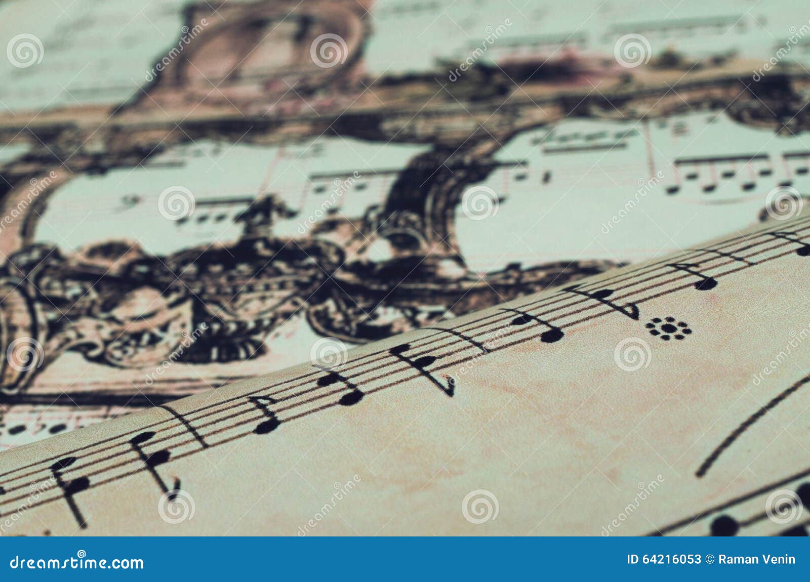 Images of Notes on Paper in Vintage Style Stock Image - Image of clef ...