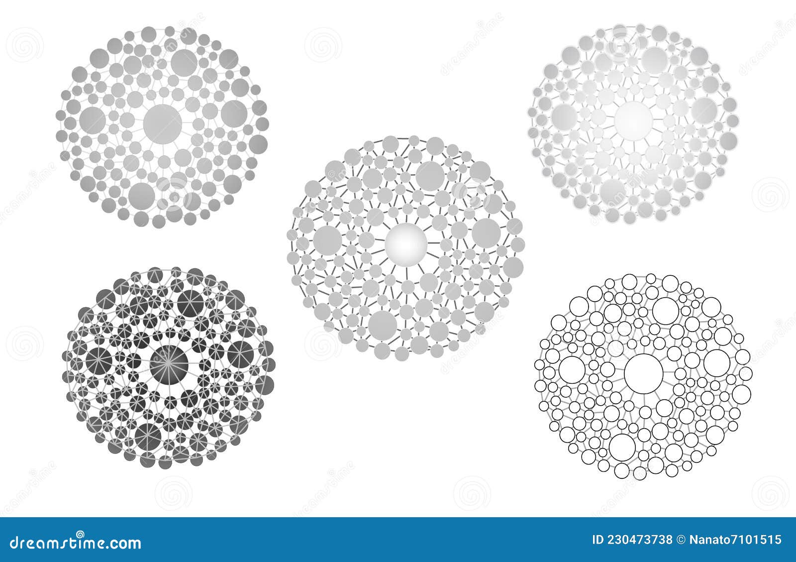 5 Images of Round Cells Spreading in a Circle. Transparent Background ...