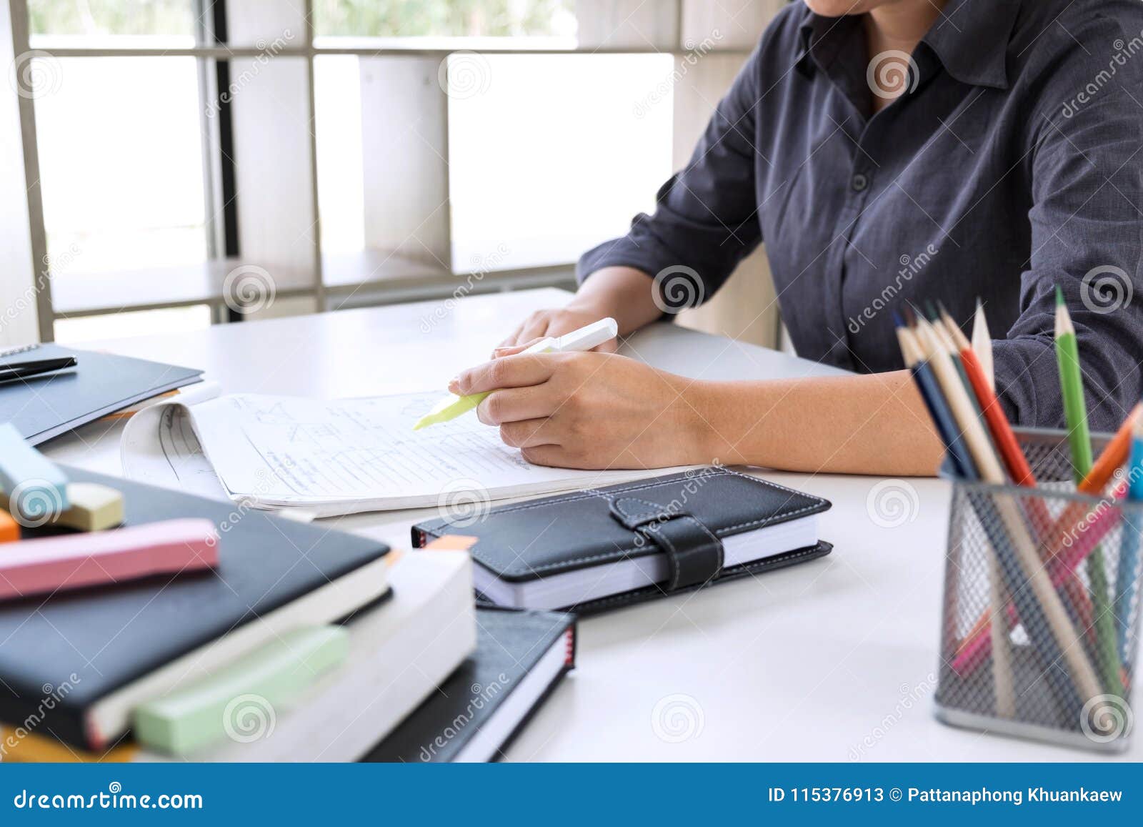 Images of Studying Student Hands Writing in Book during Lecture Stock ...