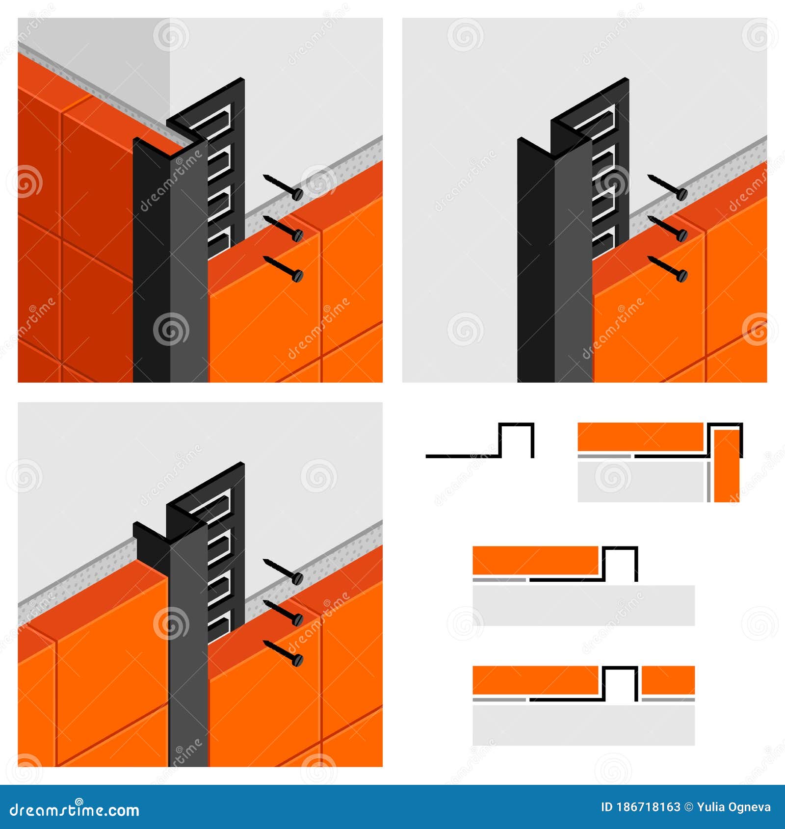 Isometric Illustration. the Scheme of Installation of Border Tiles ...