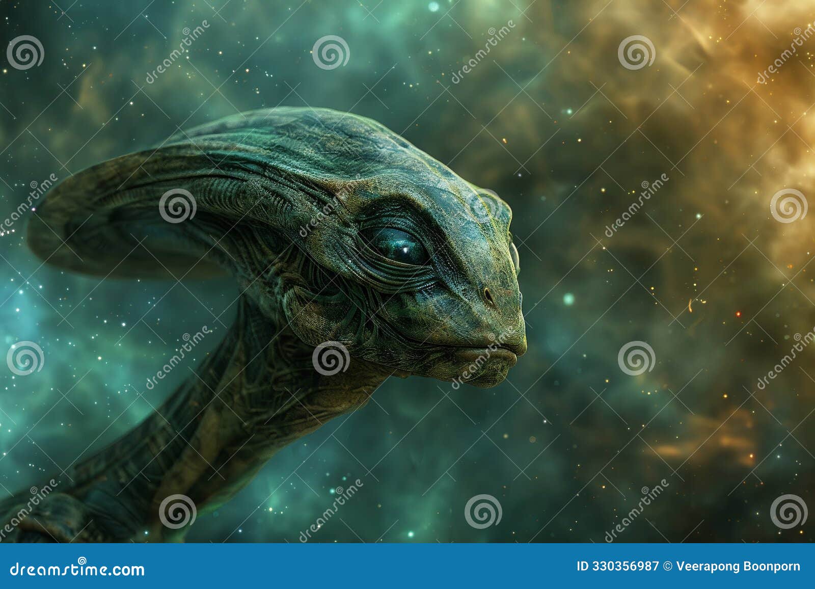 Imaginary Alien Creature On A Scifi, Cosmic Backdrop, Representing Life ...
