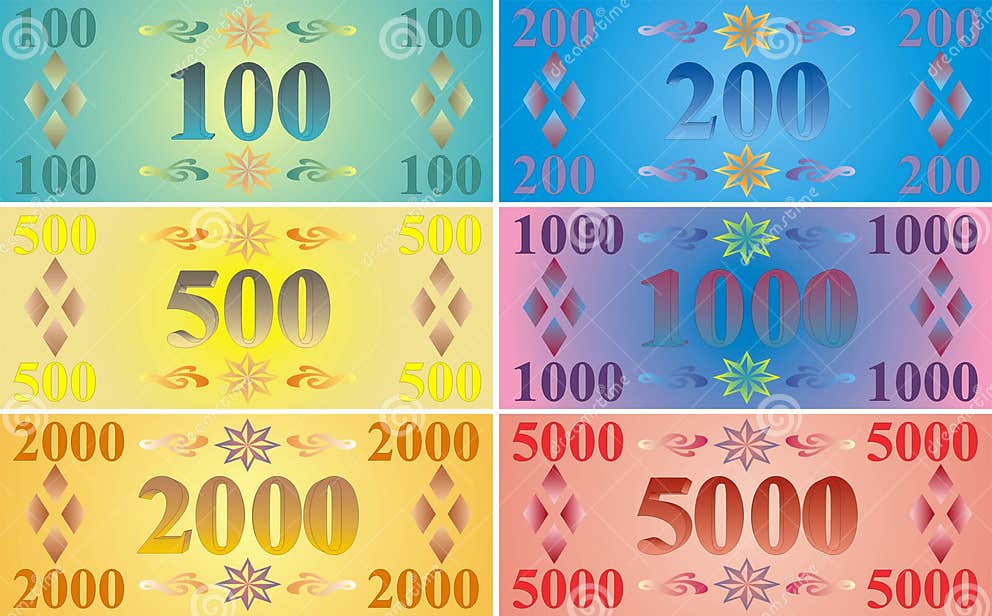 Imaginary bank notes stock vector. Illustration of colour - 3491612
