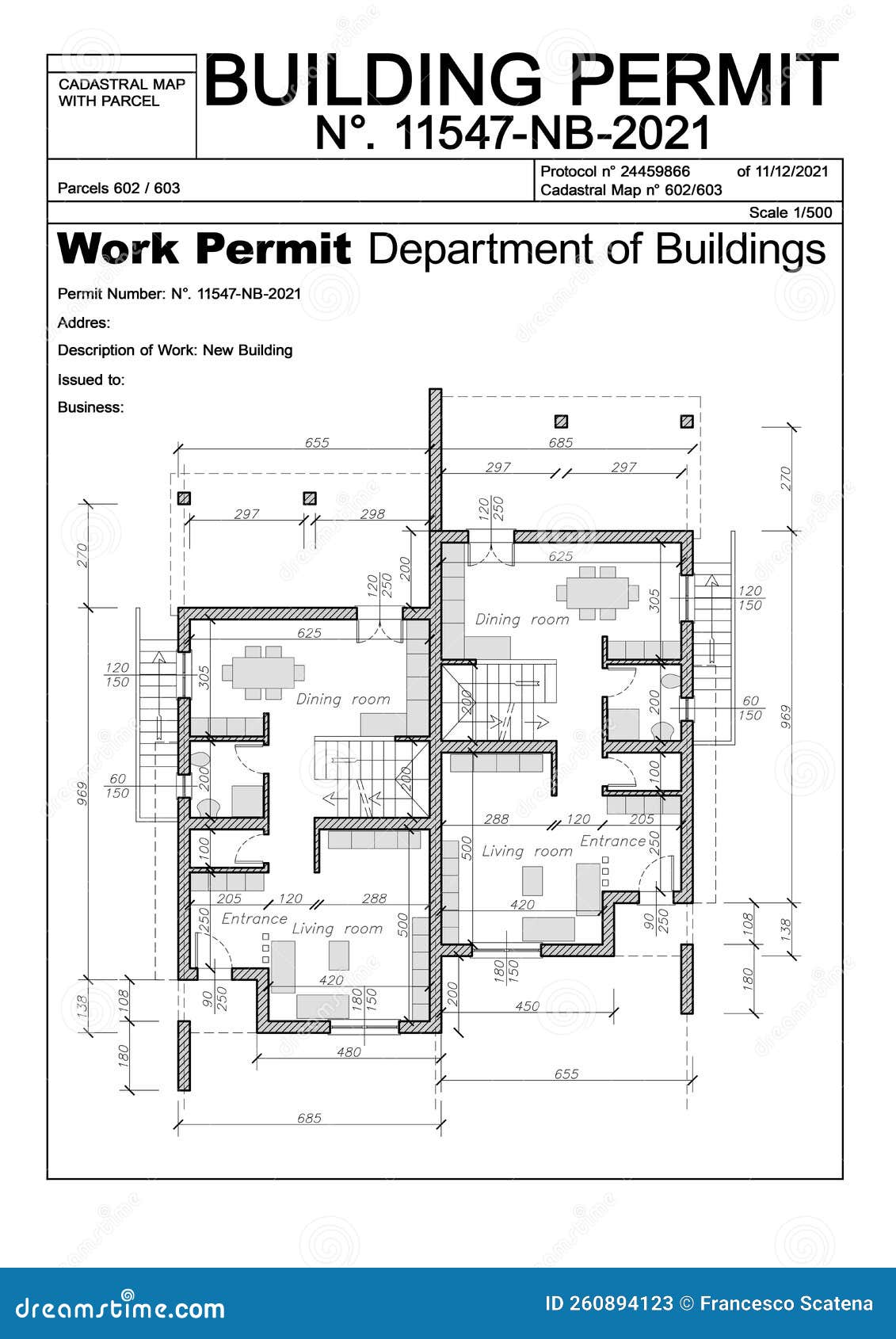 Imaginary Building Permit - Concept Illustration With Residential ...
