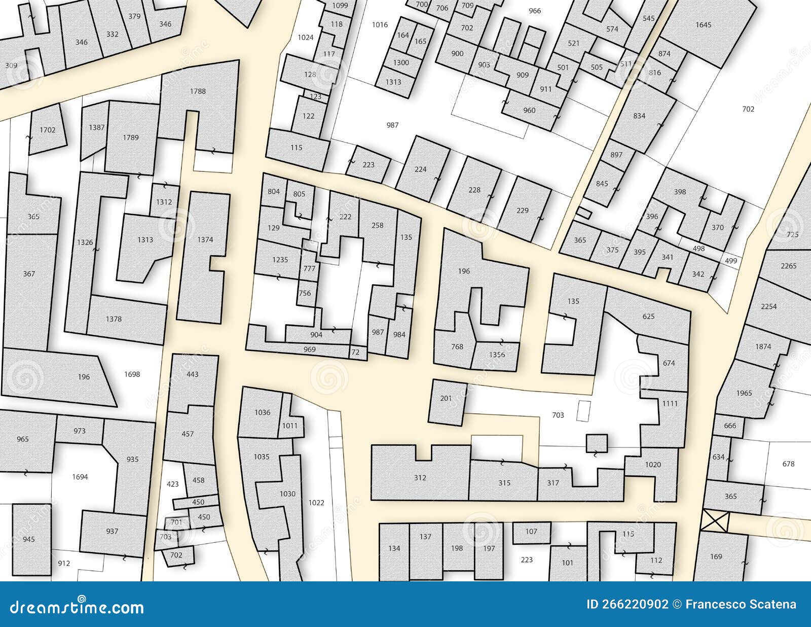 Imaginary Cadastral Map with Buildings, Land Parcel and Vacant Plot ...