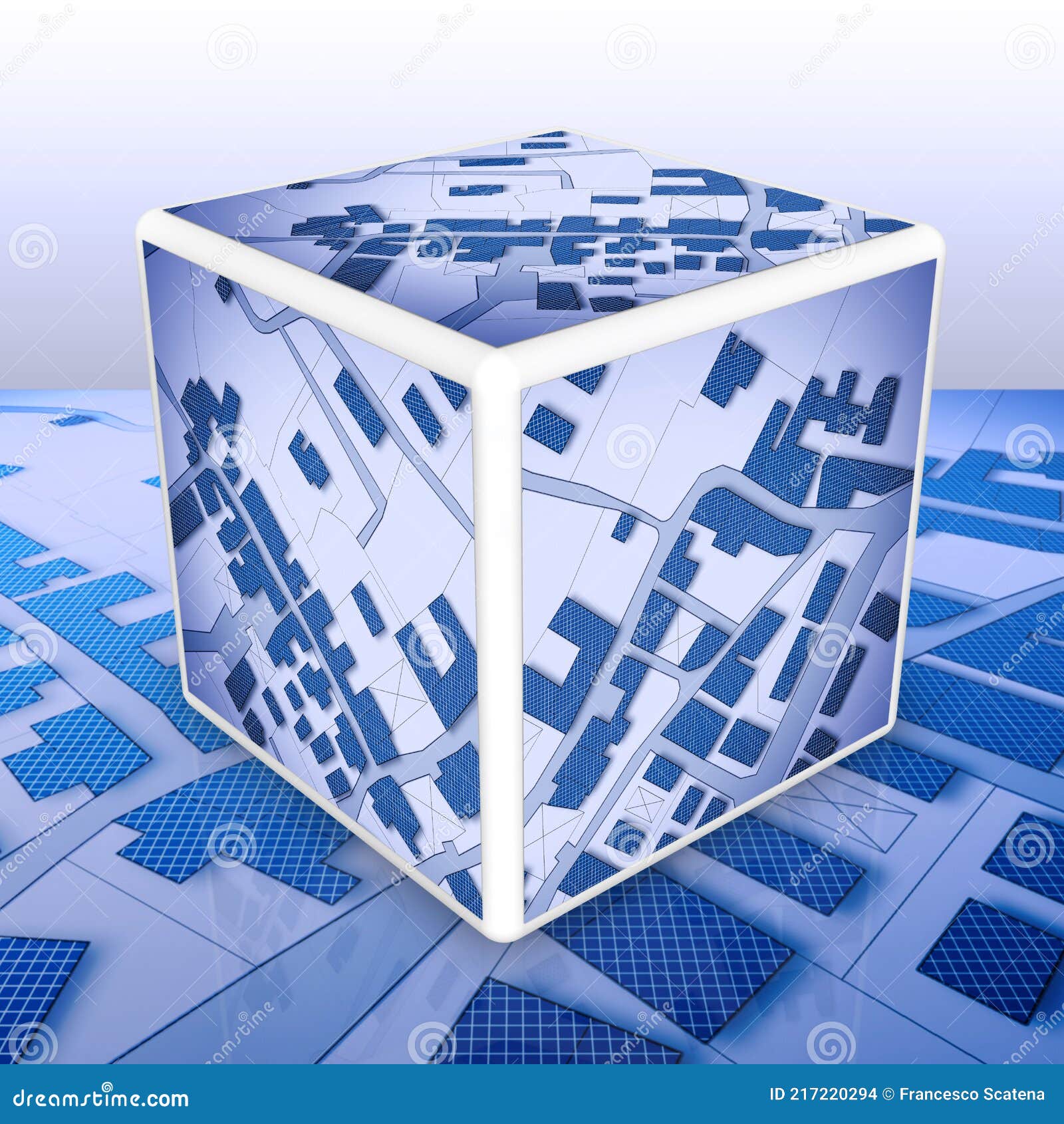 Imaginary Cadastral Map of Territory with Buildings, Roads and Land ...