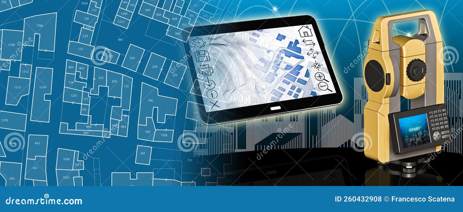 Imaginary Cadastral Map of Territory with Relief, Digital Tabled and 3D ...