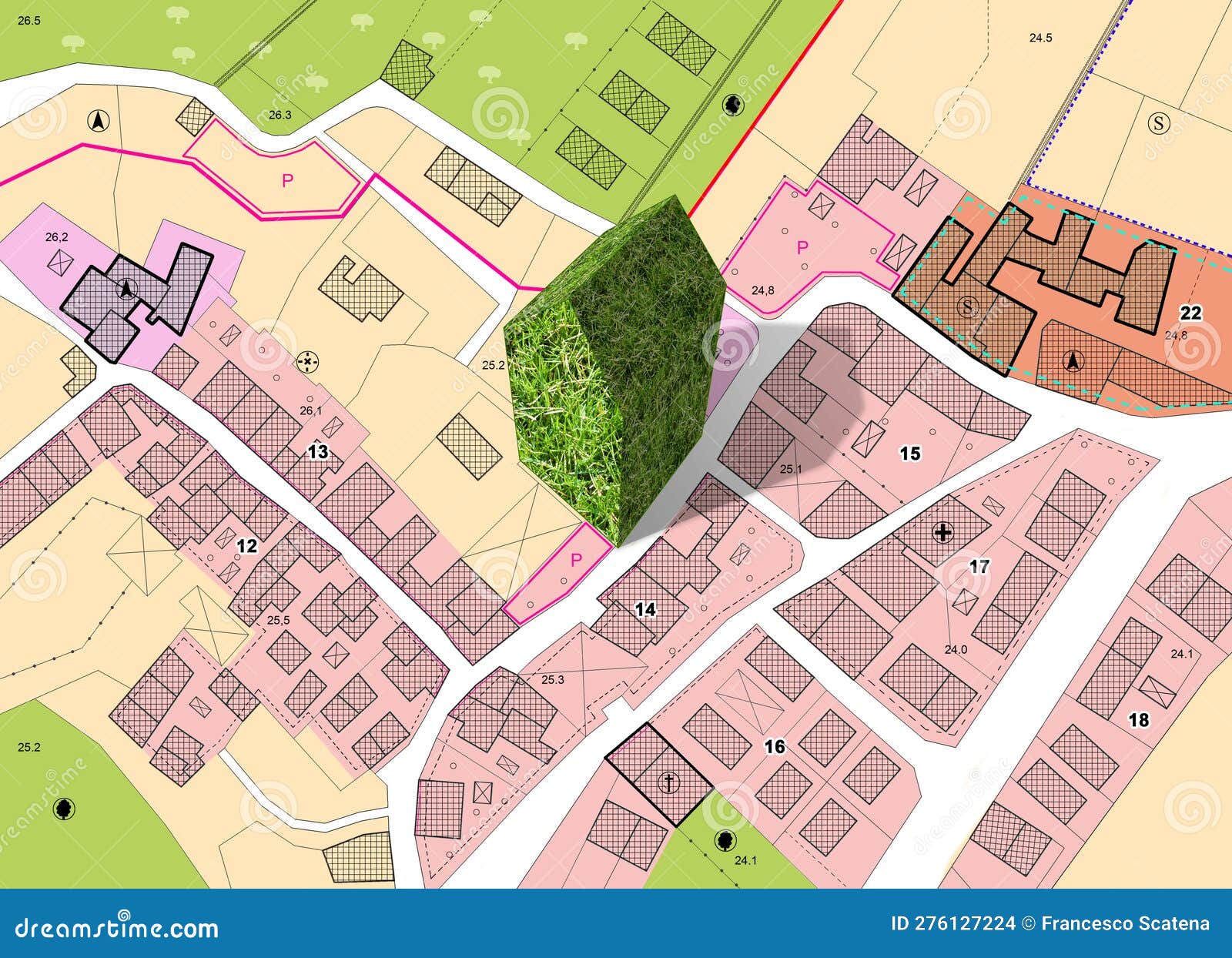 Imaginary City Map with a Green Building - the Architecture of the ...