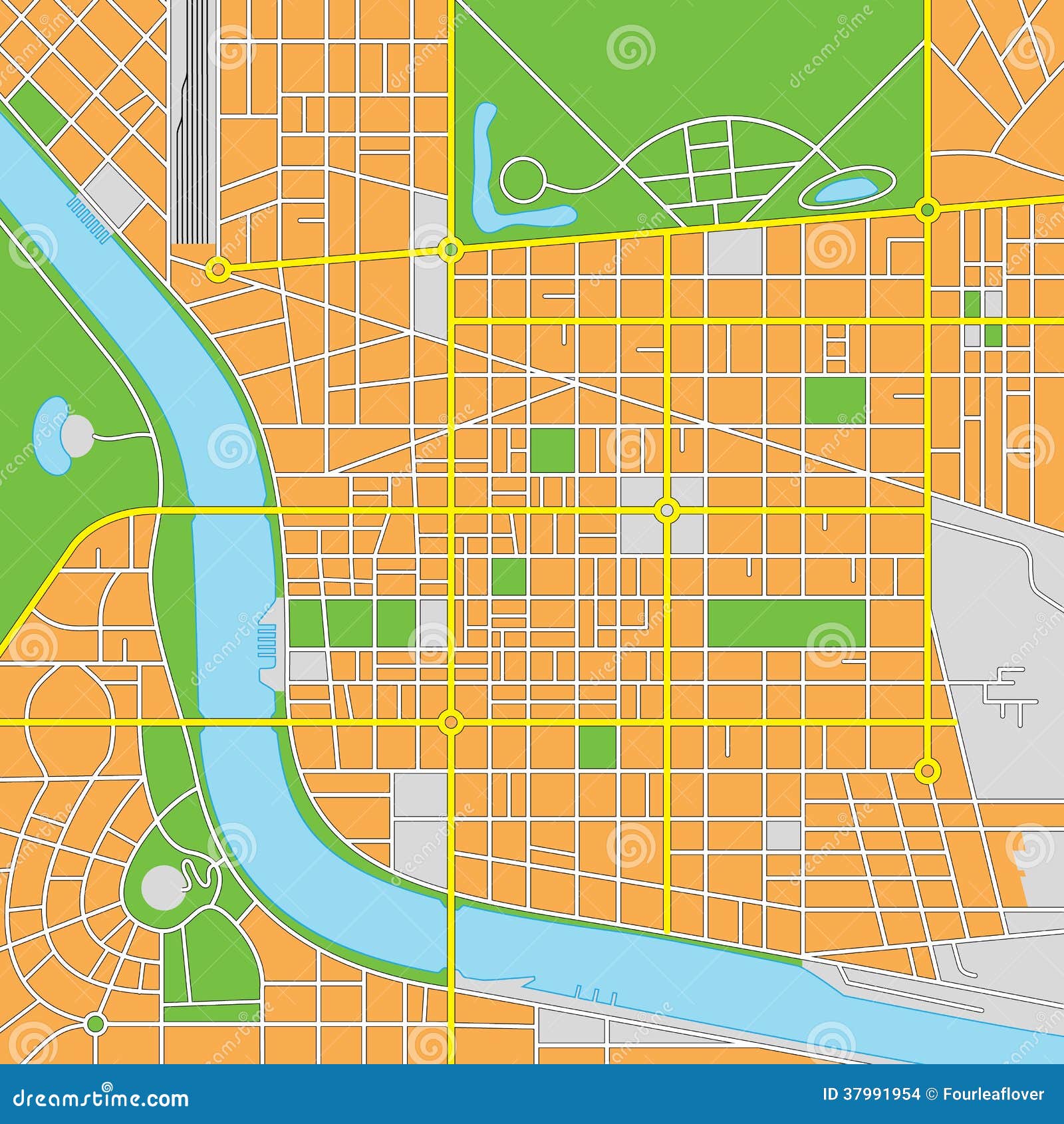 Imaginary City Vector Map Stock Images - Image: 37991954