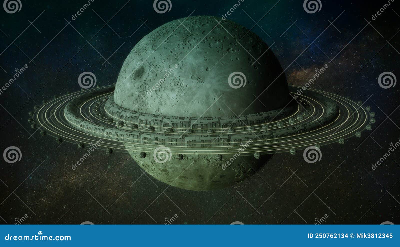 Fictional Planet Sun Rise In Dark Background With Stars. Front View Of ...