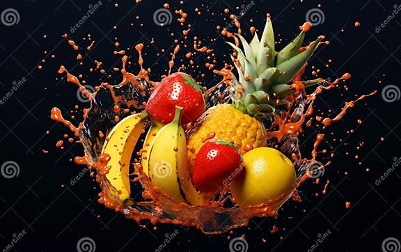 Imaginary Fruit Splash , AI Stock Illustration - Illustration of fusion ...