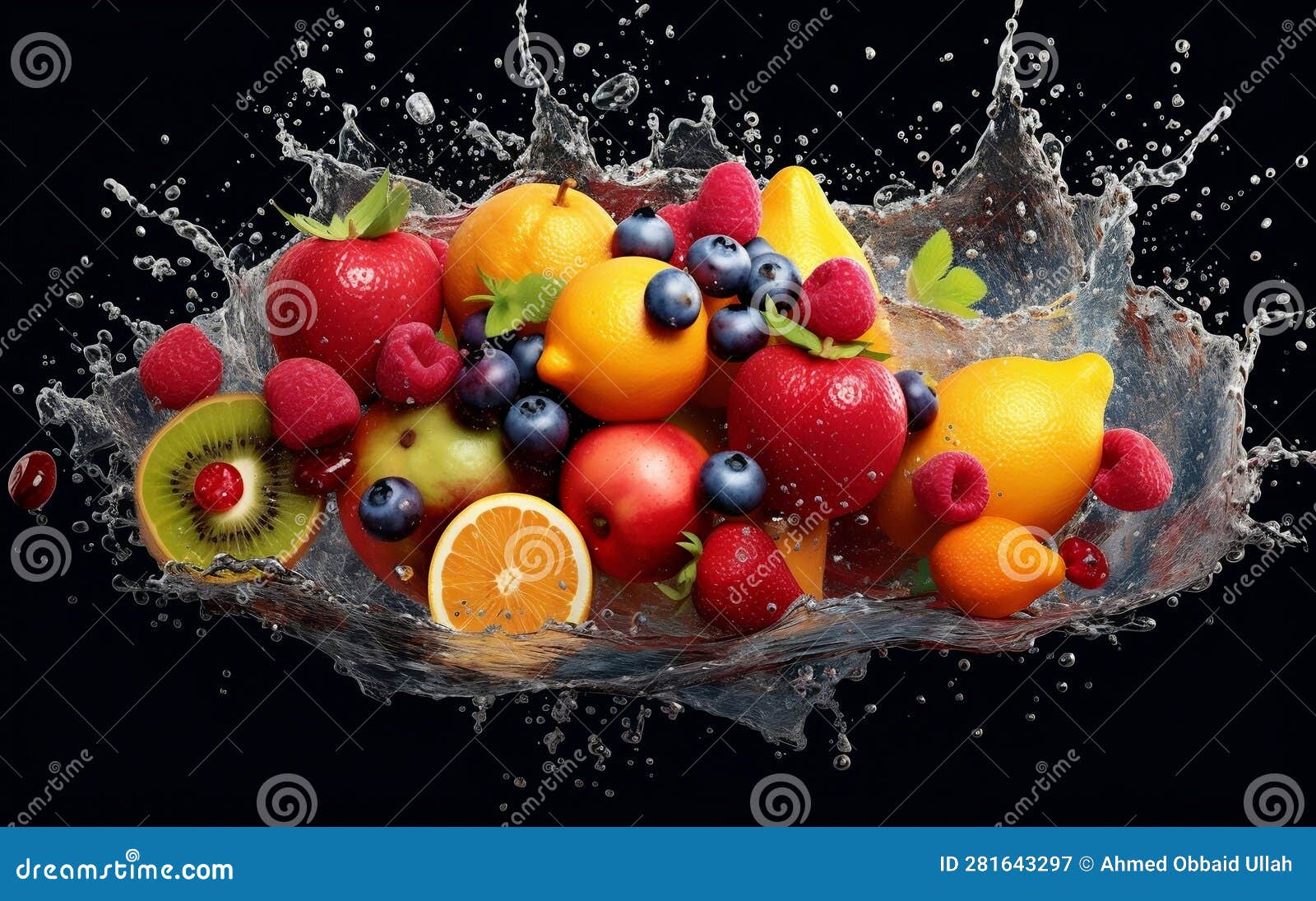Imaginary Fruit Splash , AI Stock Illustration - Illustration of ...