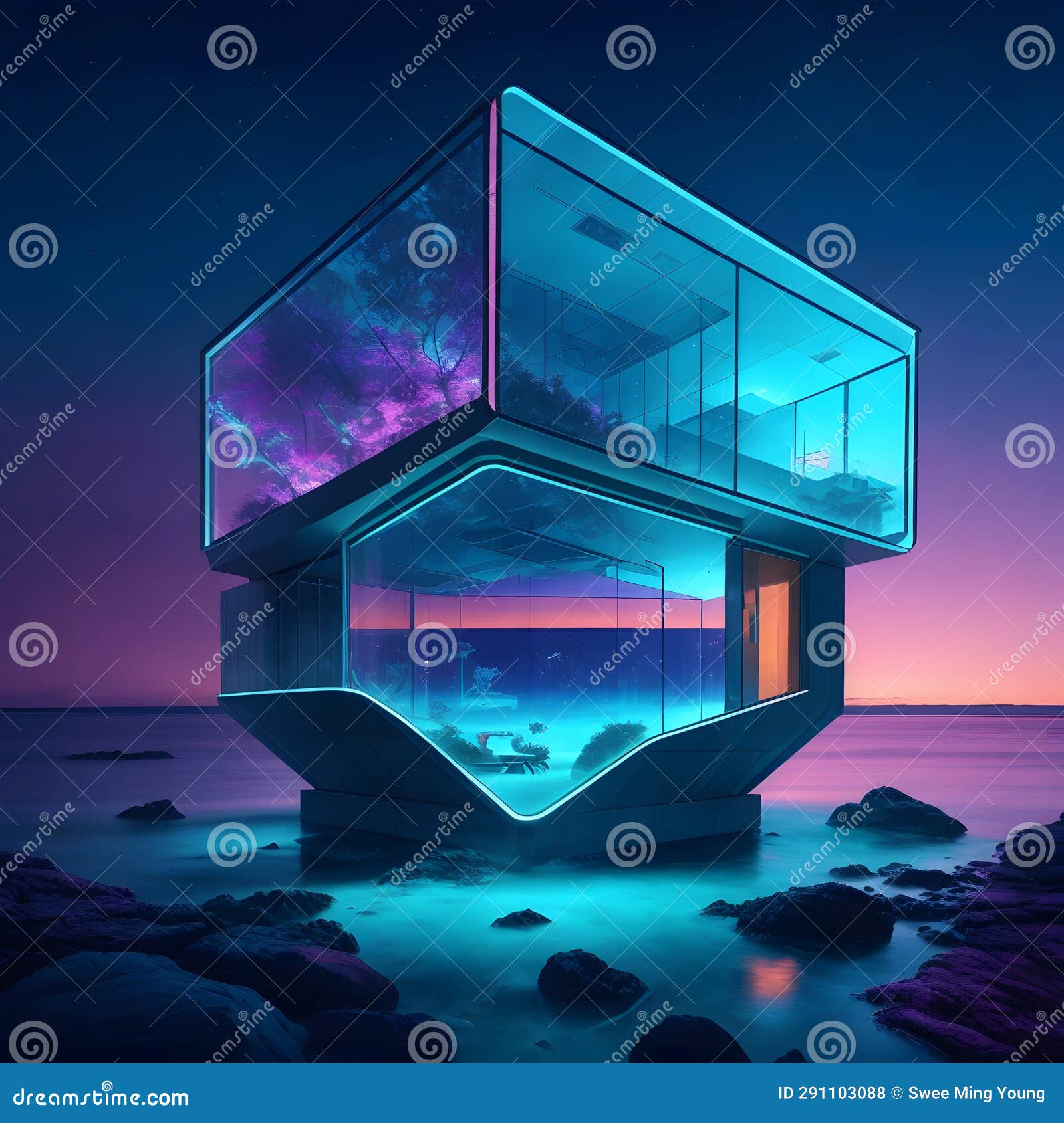 Imaginary Futuristic and Ecological Style Architectural of a Three ...