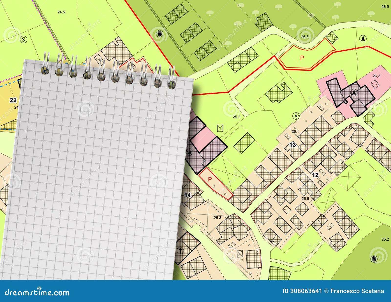 Imaginary General Urban Plan and Cadastral Map of Territory with ...