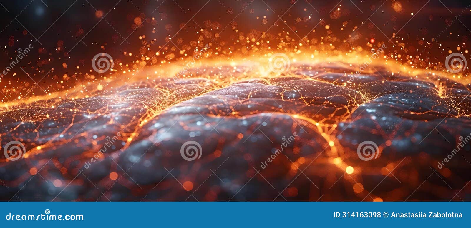 Concept Science Imaginary Glowing Brown Neural Network with Active ...