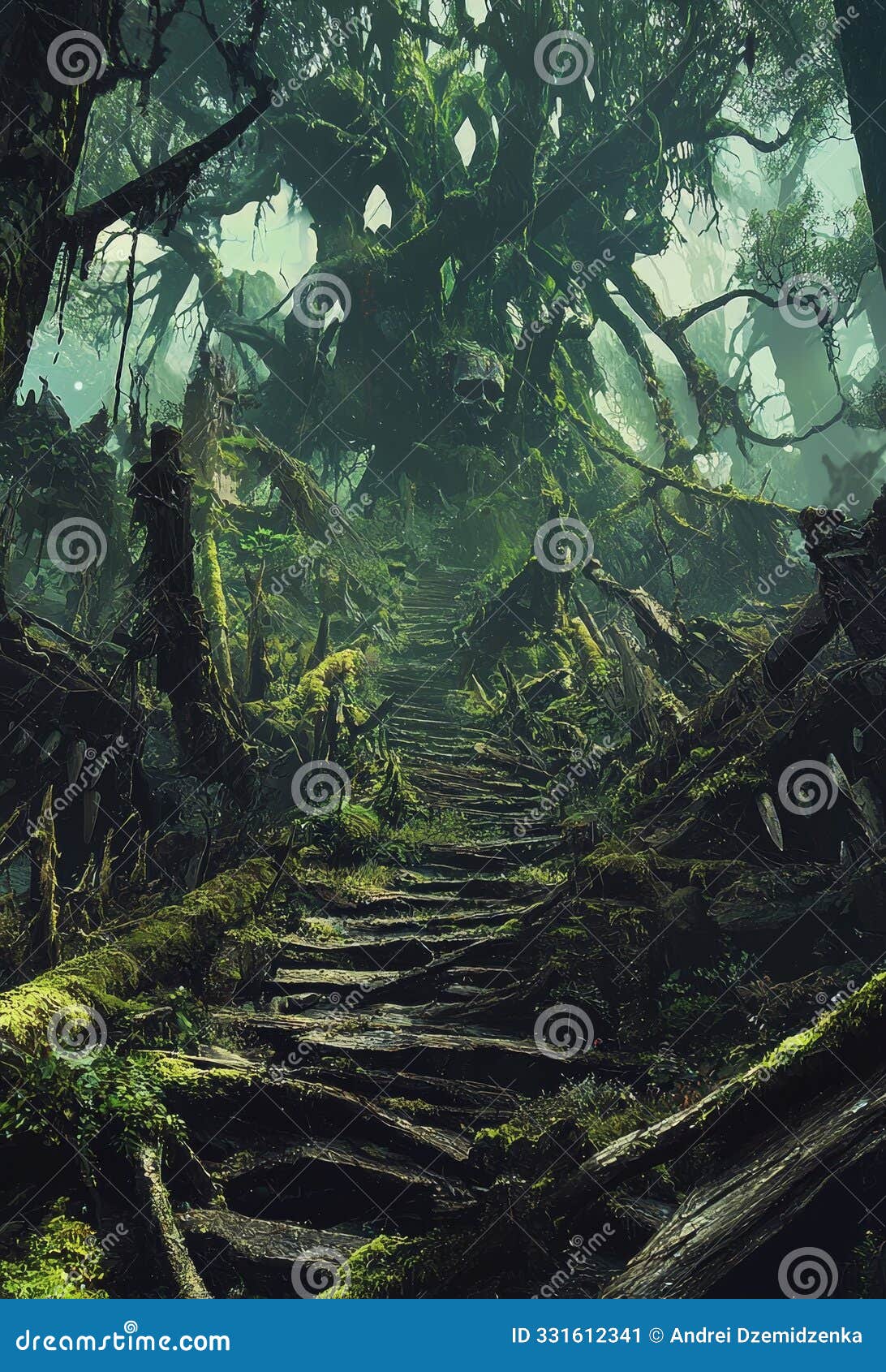 Imaginary Illustration Featuring an Evil Oak Tree Deep in a Magic ...