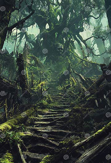 Imaginary Illustration Featuring an Evil Oak Tree Deep in a Magic ...