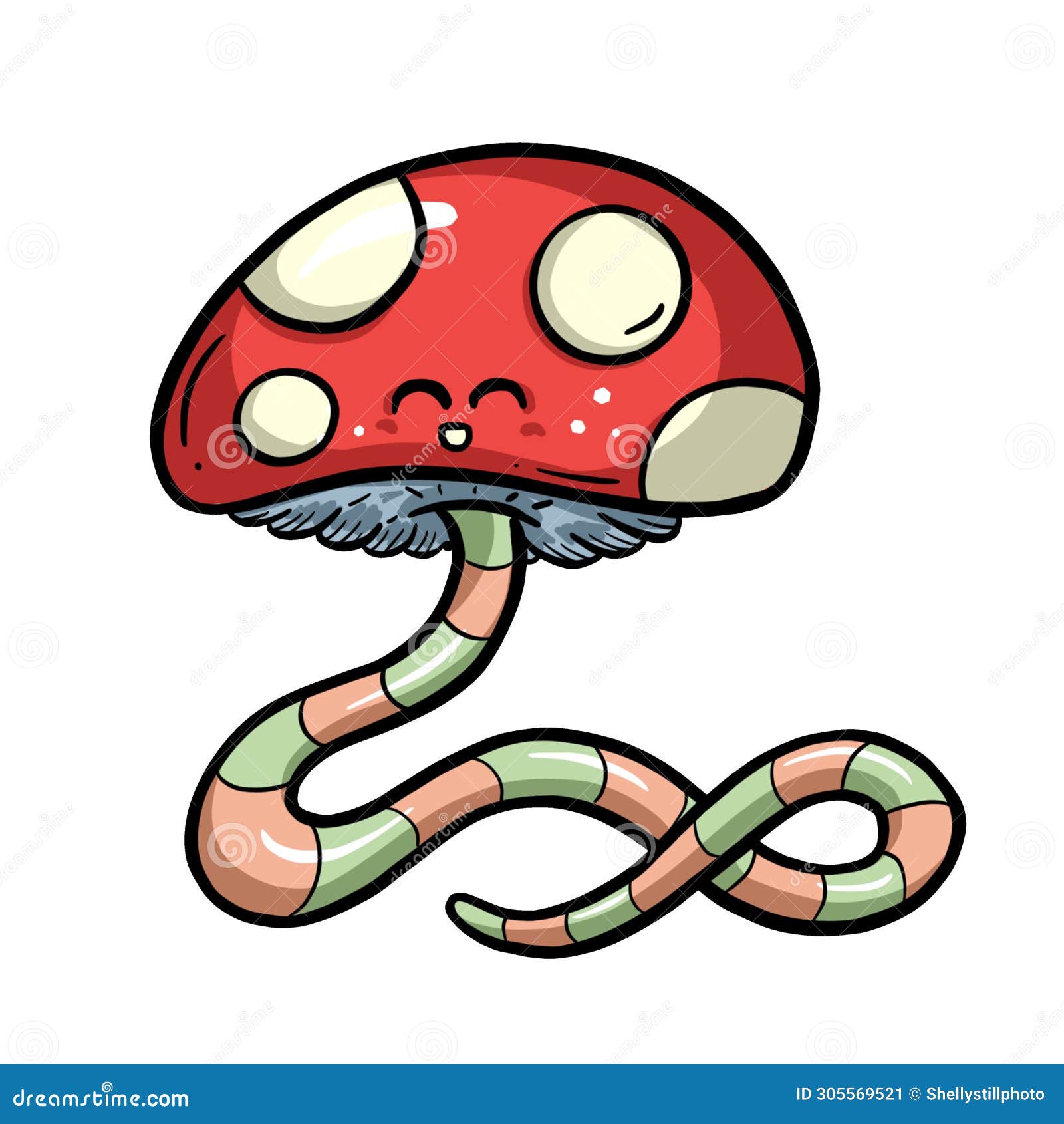 Imaginary Kawaii Style Cartoon Toadstool Snake Character Stock Photo ...