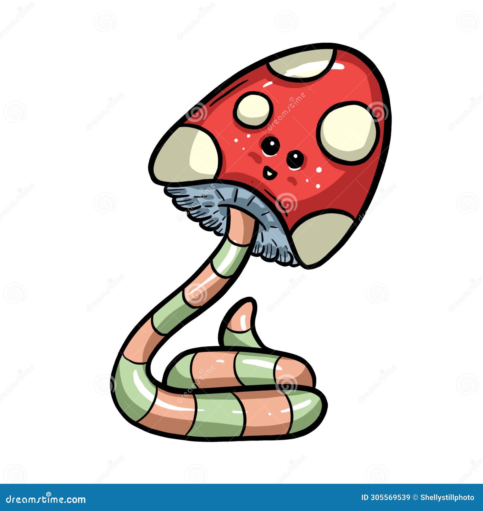 Imaginary Kawaii Style Cartoon Toadstool Snake Character Stock Photo ...