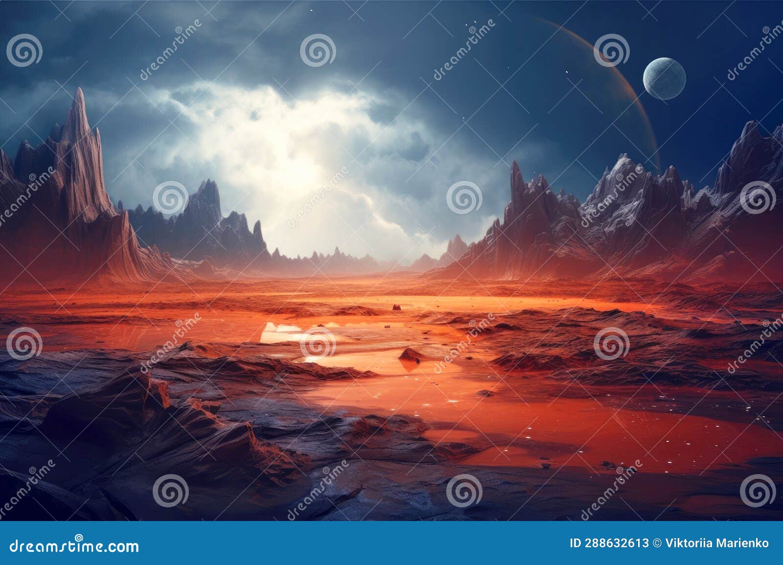 An Imaginary Landscape of an Alien Planet Stock Illustration ...