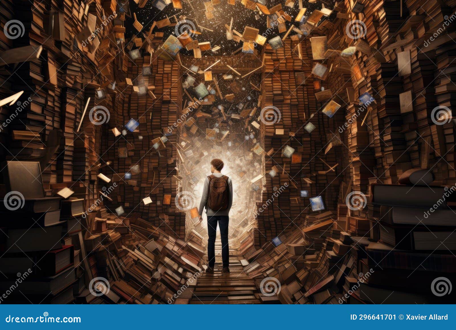 An Imaginary Library with All the World Knowledge. Stock Illustration ...