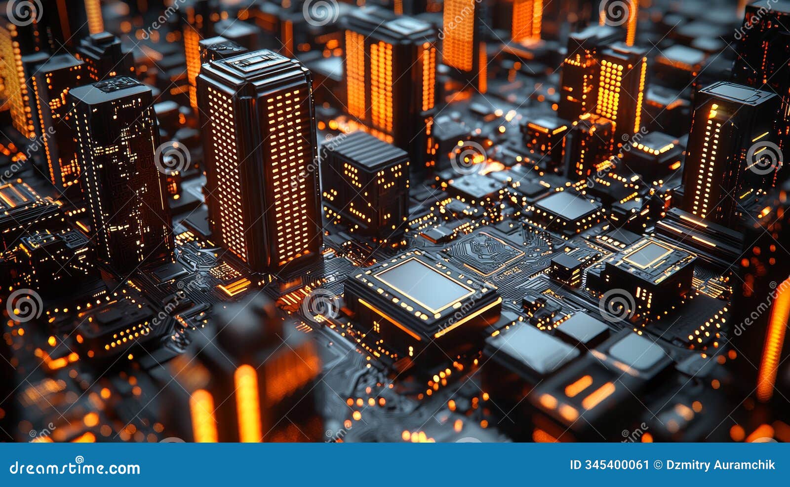 Imaginary Microchip City with a Sci-fi Megalopolis Background in ...