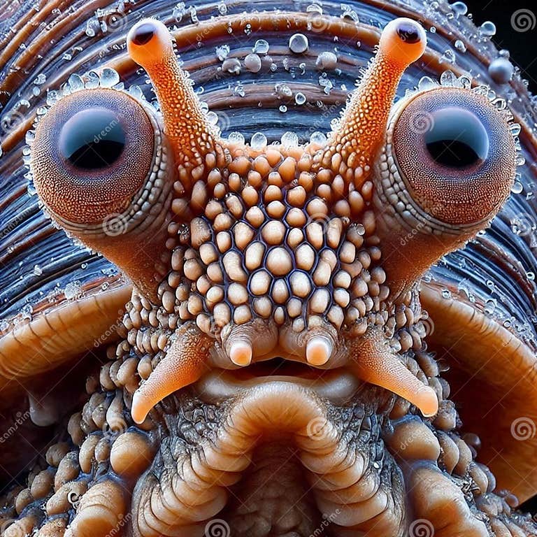 Imaginary 20X Microscopic Image of an Funny Snail Face. Stock ...