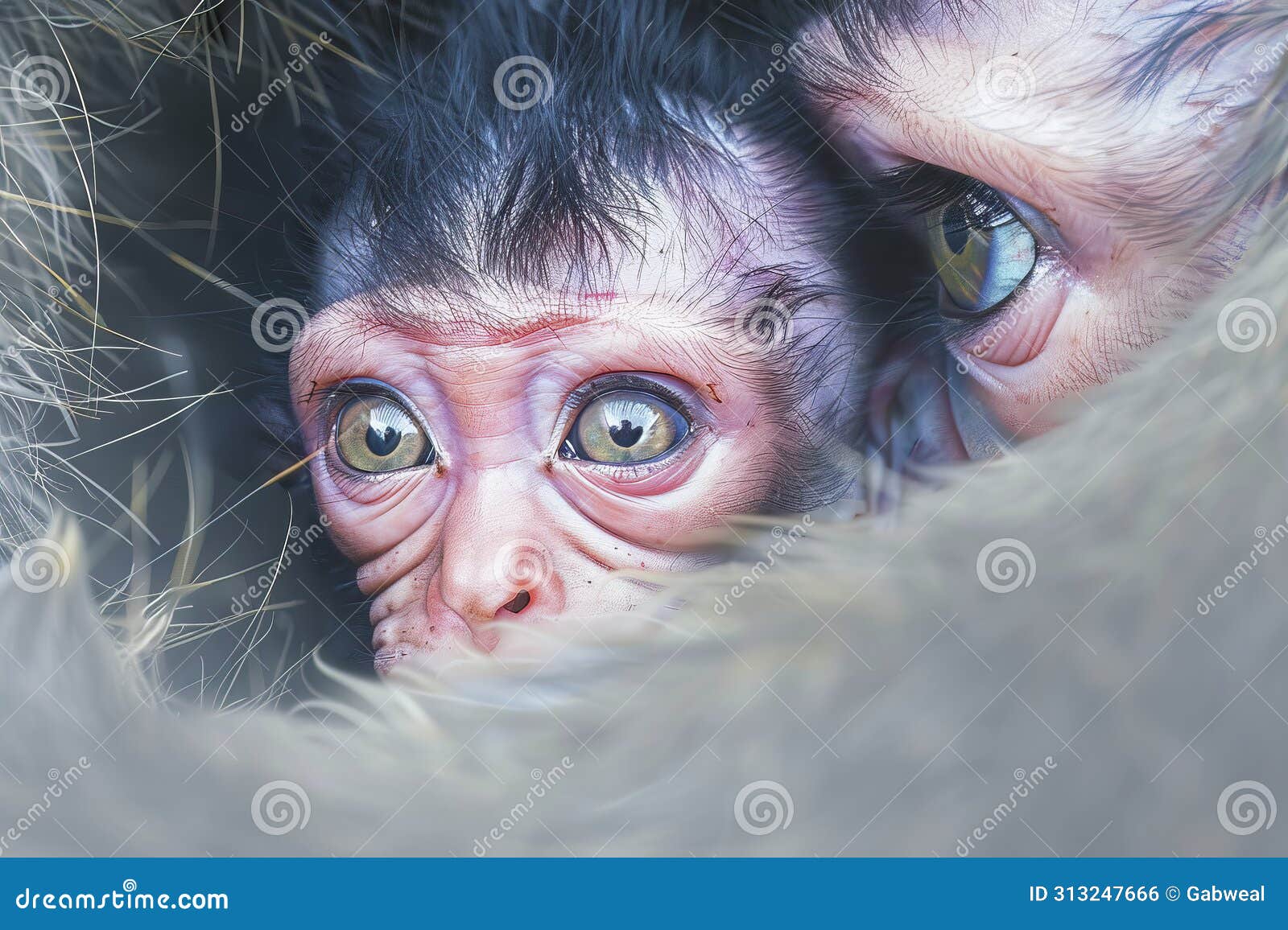 Monkey with Human Face and Eyes, AI Generated Stock Illustration ...