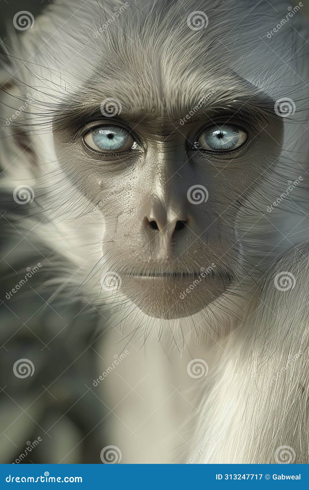 Monkey with Human Face and Eyes, AI Generated Stock Illustration ...