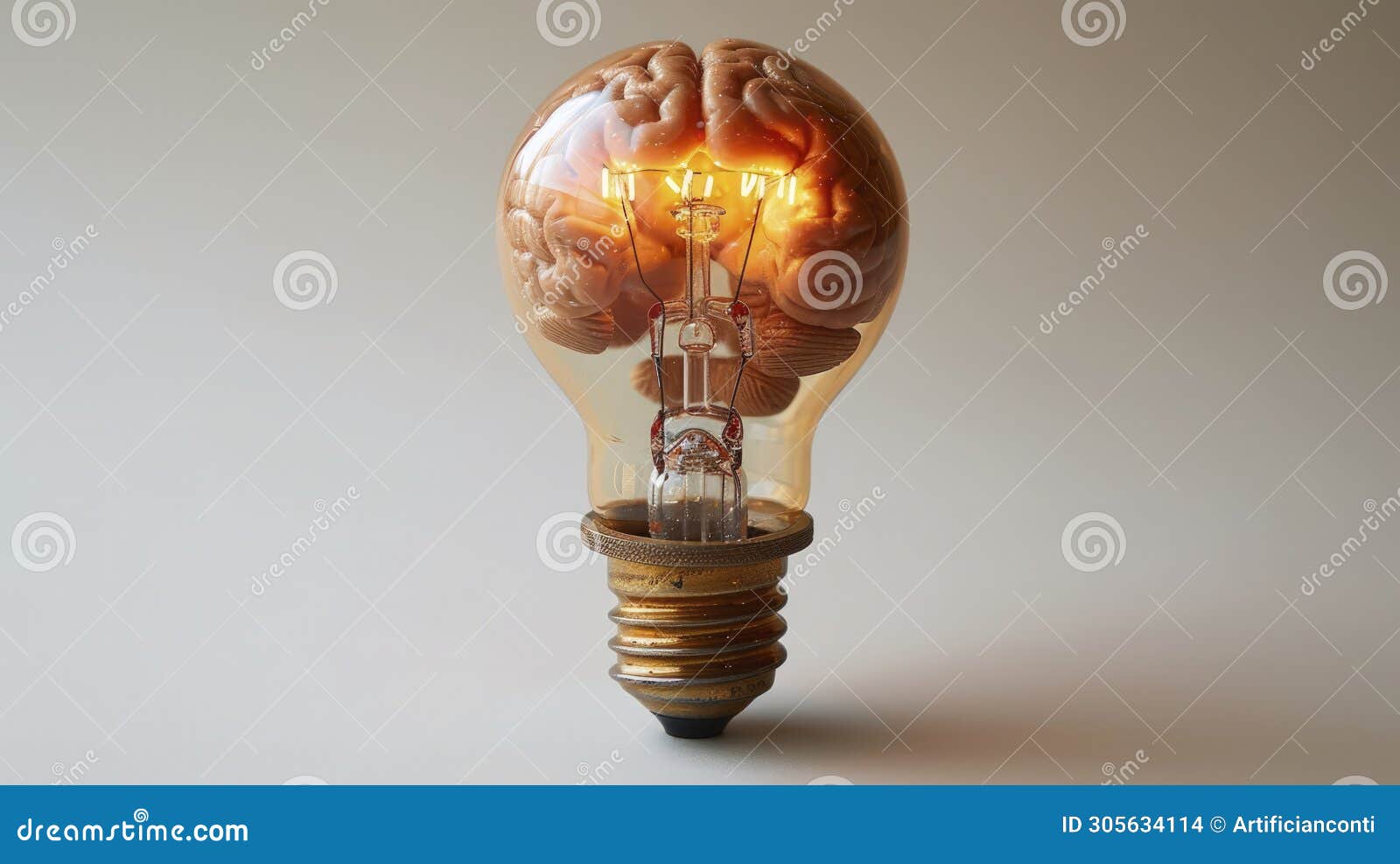 Brain in Lightbulb, Creative Thinking, Idea Alert Stock Illustration ...