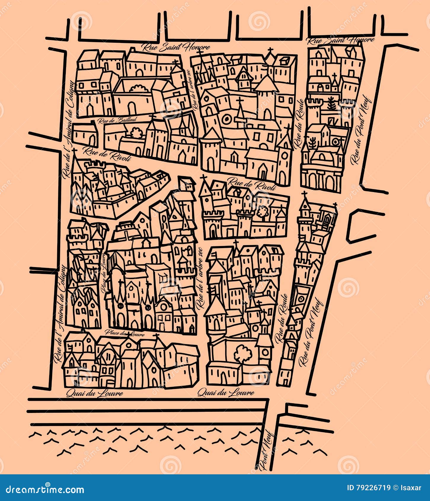 Imaginary old map stock vector. Illustration of recycled - 79226719