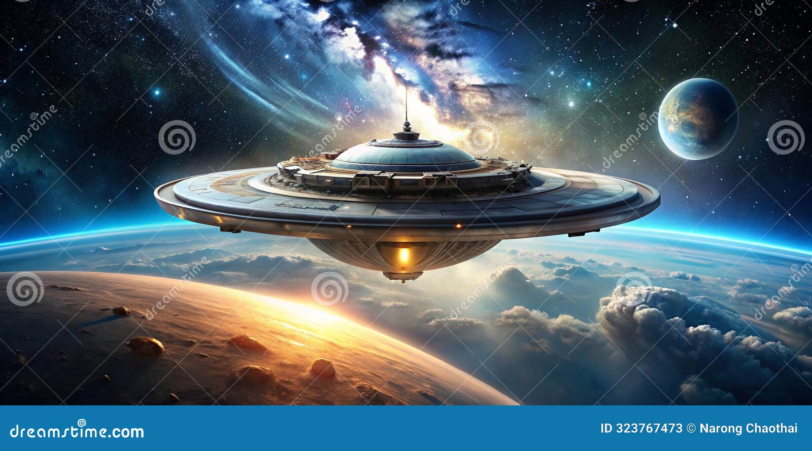 An Imaginary Ship Floating in Outer Space Creative AI Stock ...