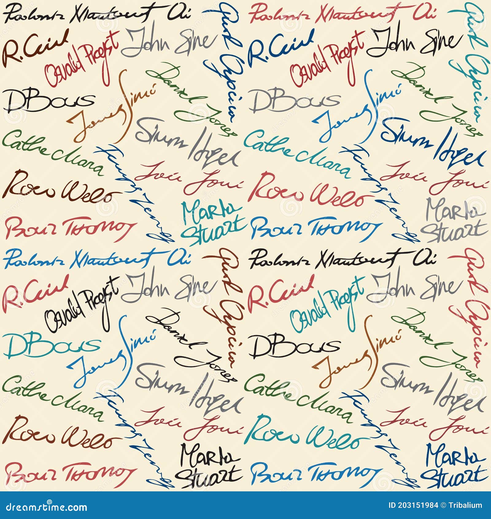 Imaginary Signatures Seamless Pattern Vector Illustration Stock Vector ...