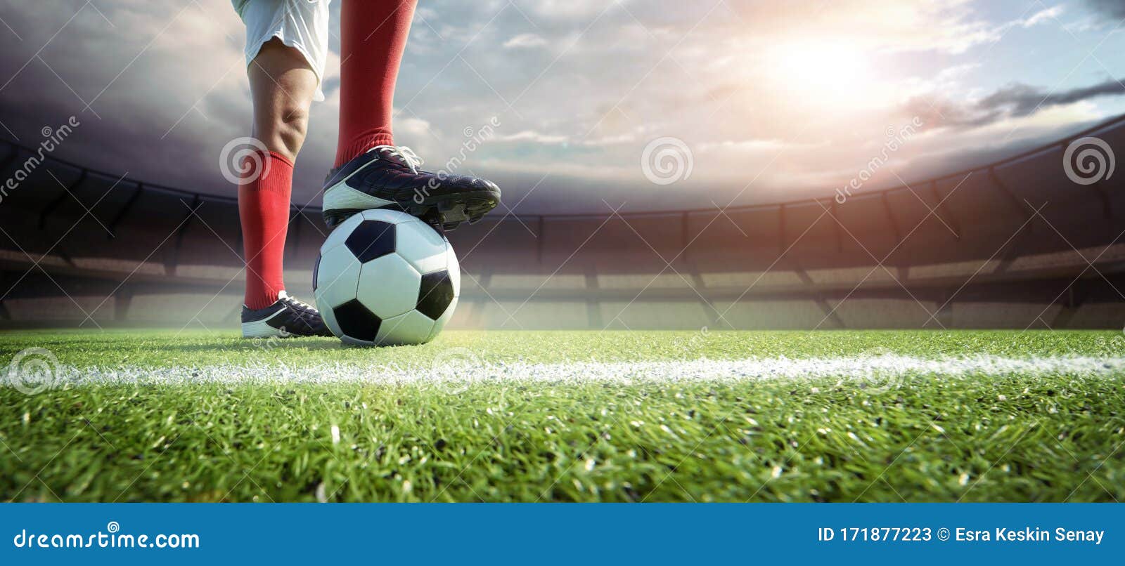 Football Player in the Stadium Stock Image - Image of activity, cloudy ...