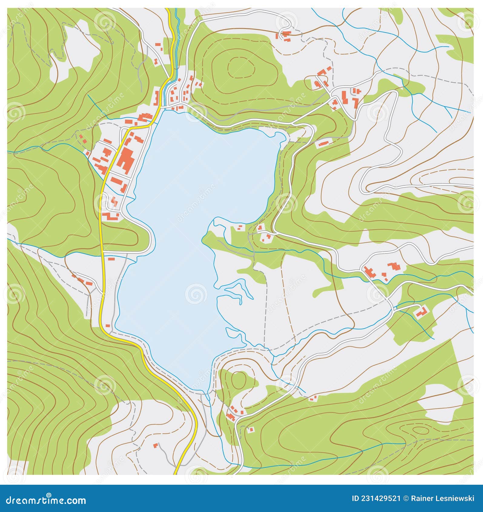 Imaginary Topographic Map Cartoon Vector | CartoonDealer.com #64753189