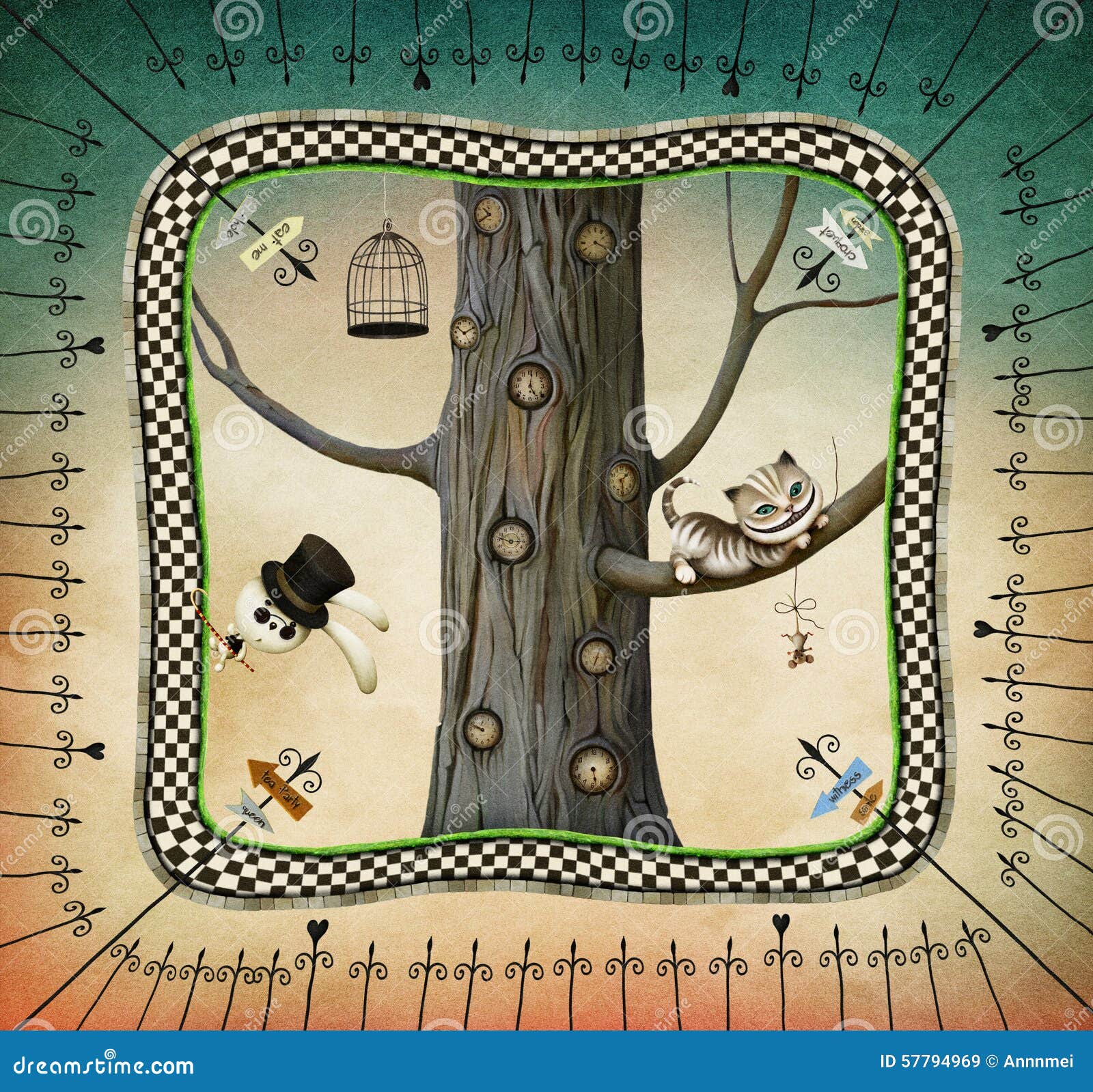 Imagination Avec Différents Objets De Conte De Fées Illustration Stock ...