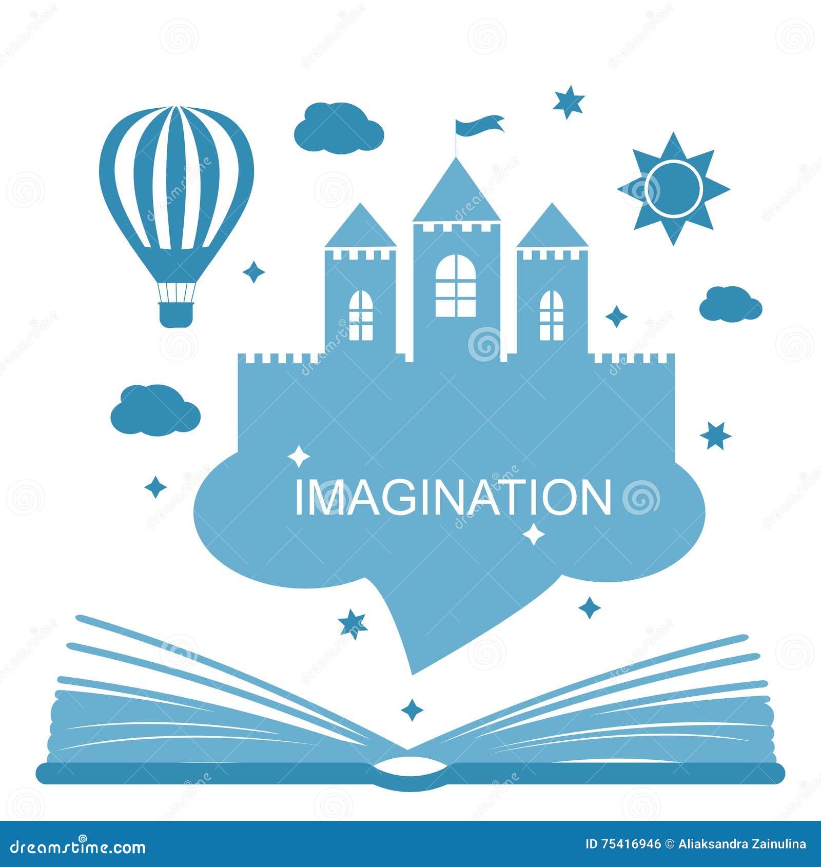 Imagination Concept - Open Book Stock Vector - Illustration of concept ...