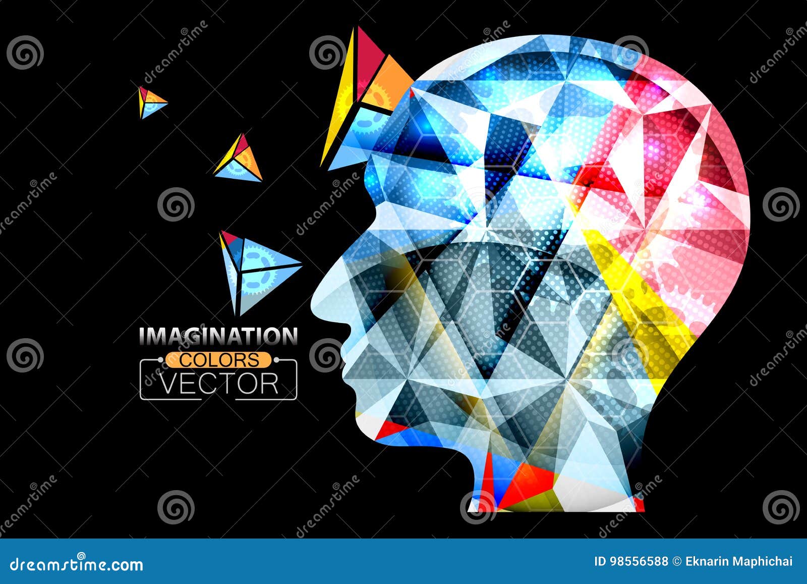 Imagination Human Head Geometric Shape Stock Vector - Illustration of ...