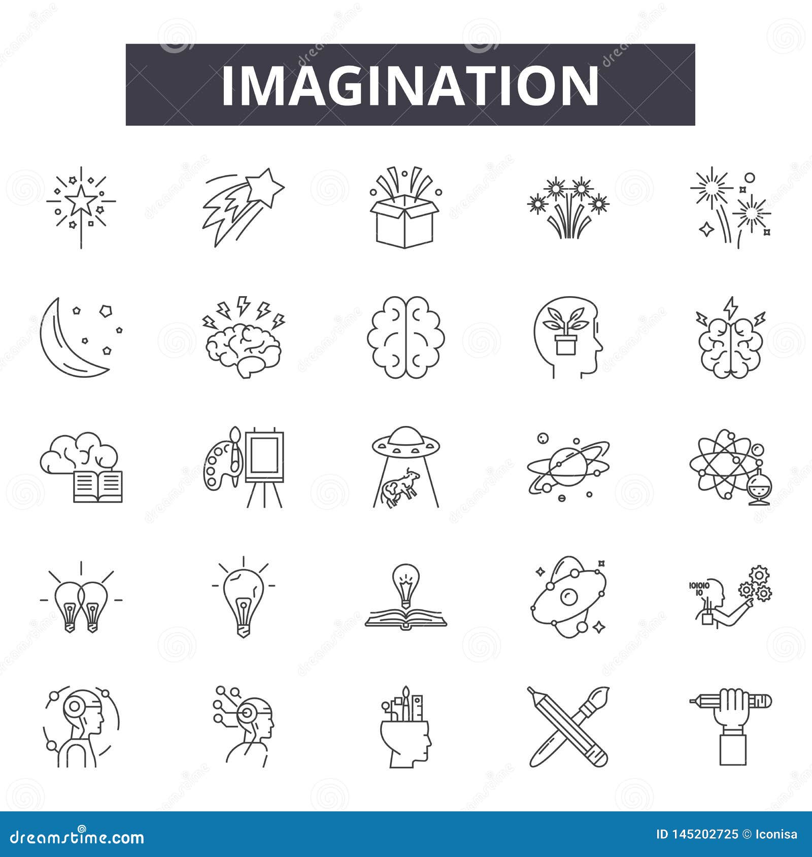 Imagination Line Icons, Signs, Vector Set, Outline Illustration Concept Stock Vector ...