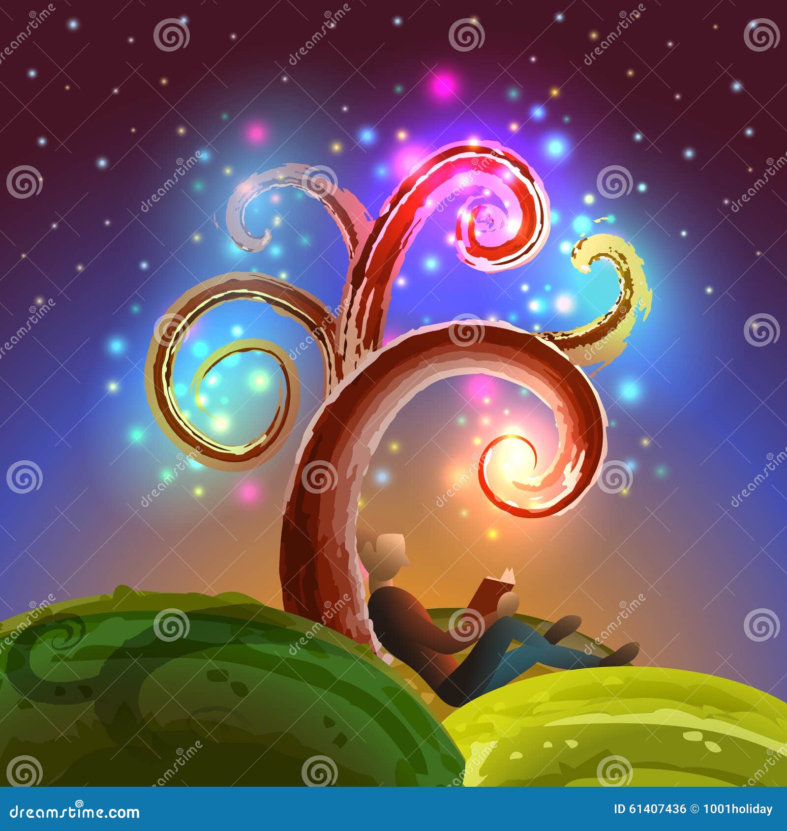 Imagination tree reading stock vector. Illustration of freedom - 61407436