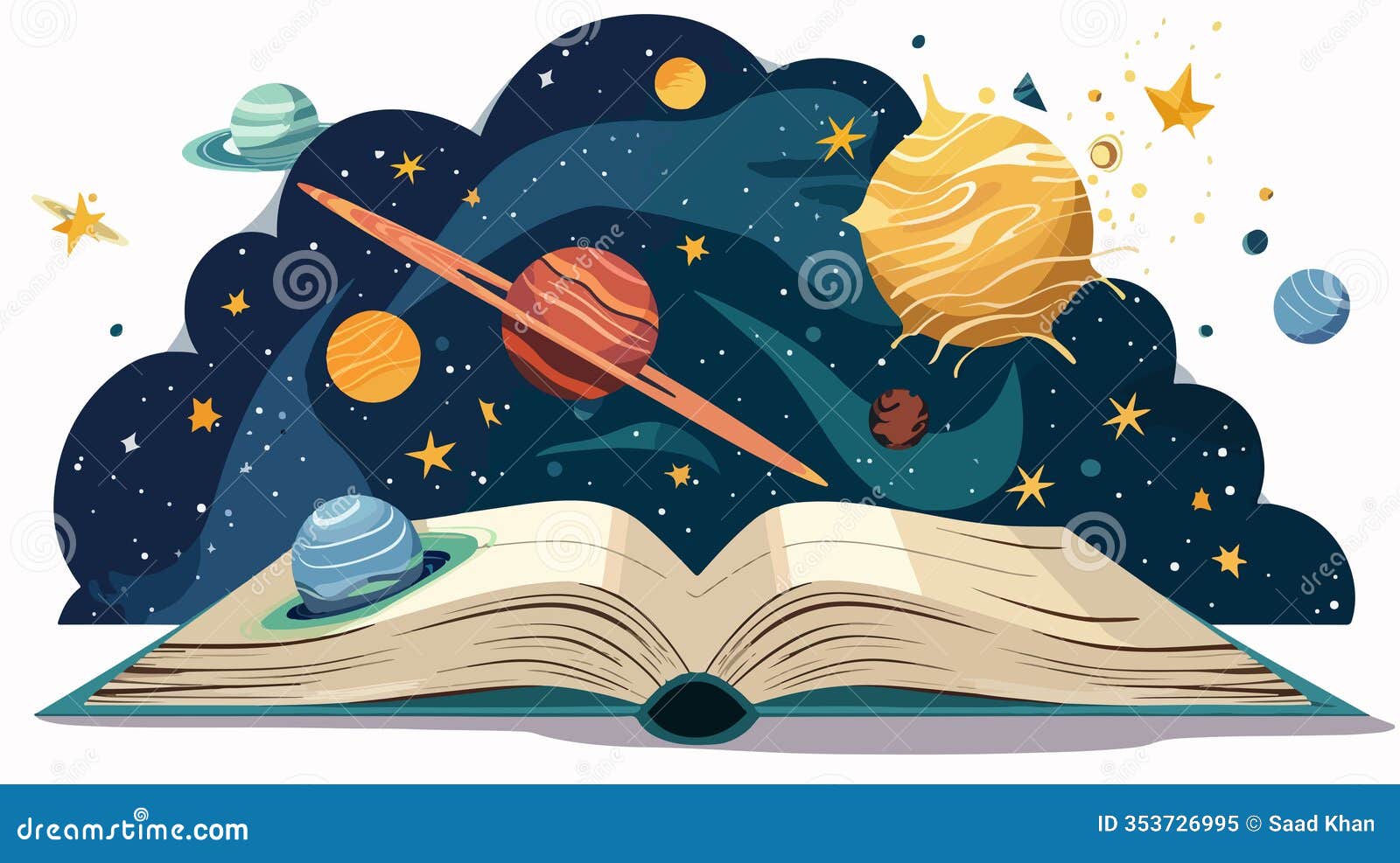 Imagination Unleashed: Planets Exploding from Book Pages Stock ...