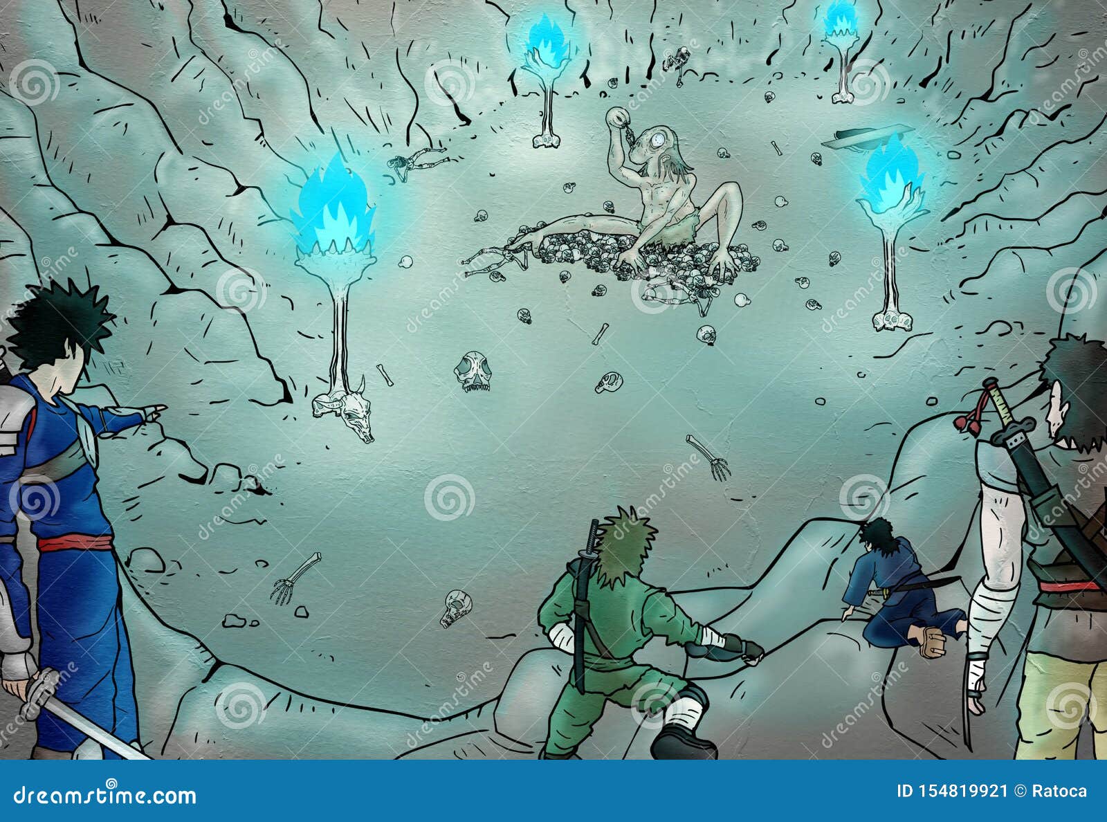 Imaginative Cartoon Characters Drawing by Hand Stock Illustration ...