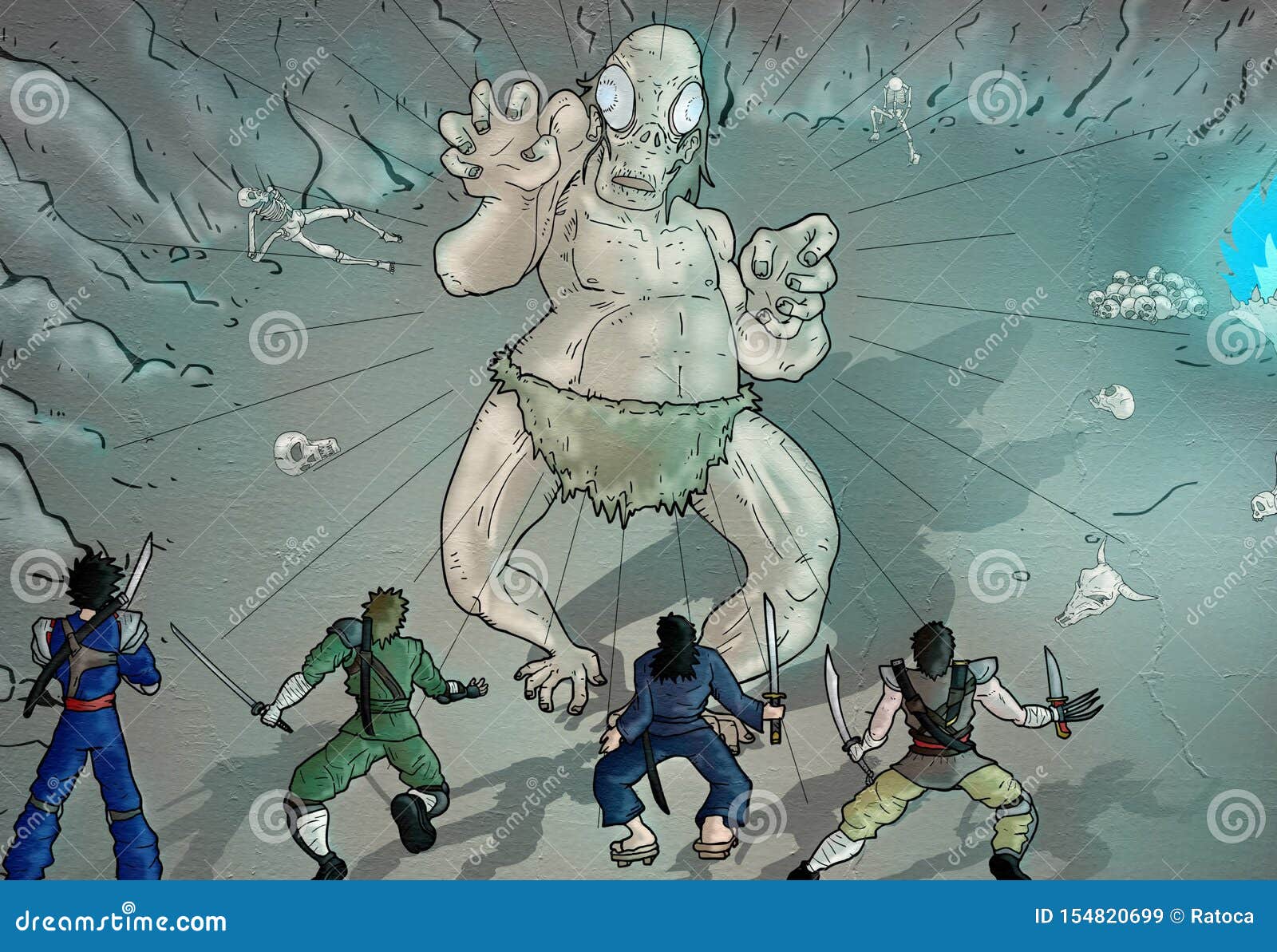 Imaginative Cartoon Characters Drawing by Hand Stock Illustration ...