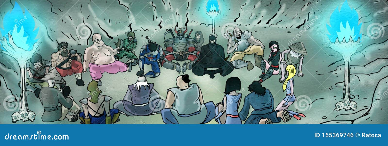 Imaginative Cartoon Characters Drawing by Hand Stock Illustration ...