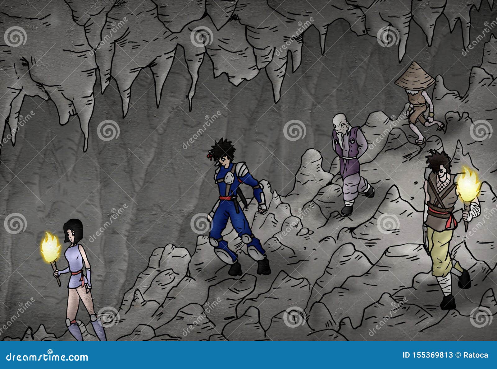 Imaginative Cartoon Characters Drawing by Hand Stock Illustration ...