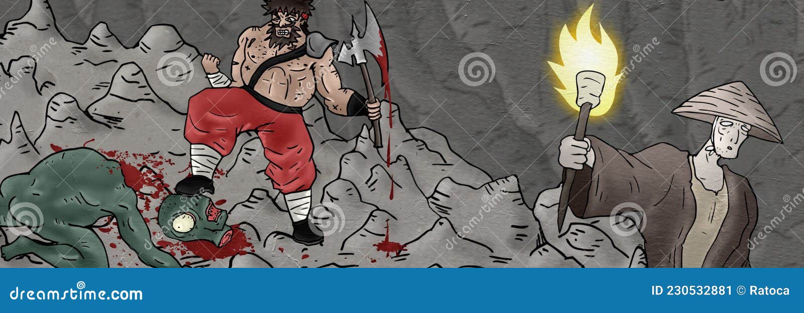 Imaginative Cartoon Characters Drawing by Hand Stock Illustration ...