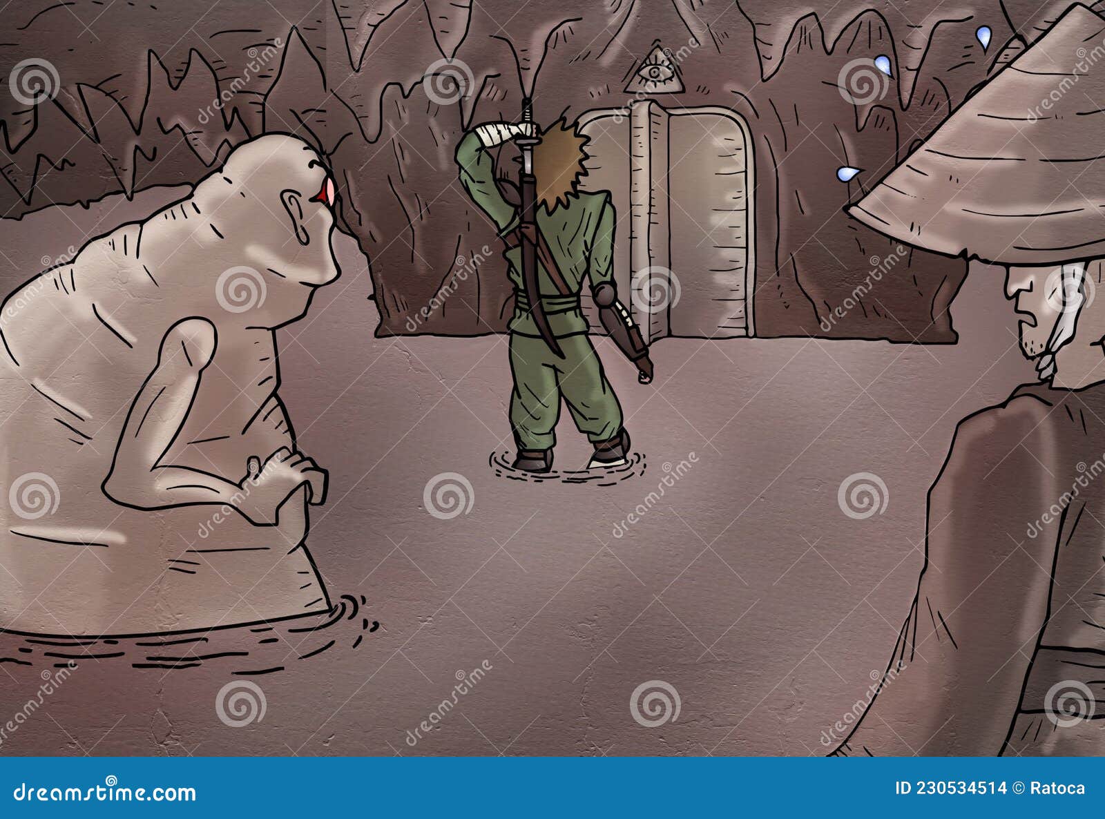 Imaginative Cartoon Characters Drawing by Hand Stock Illustration ...