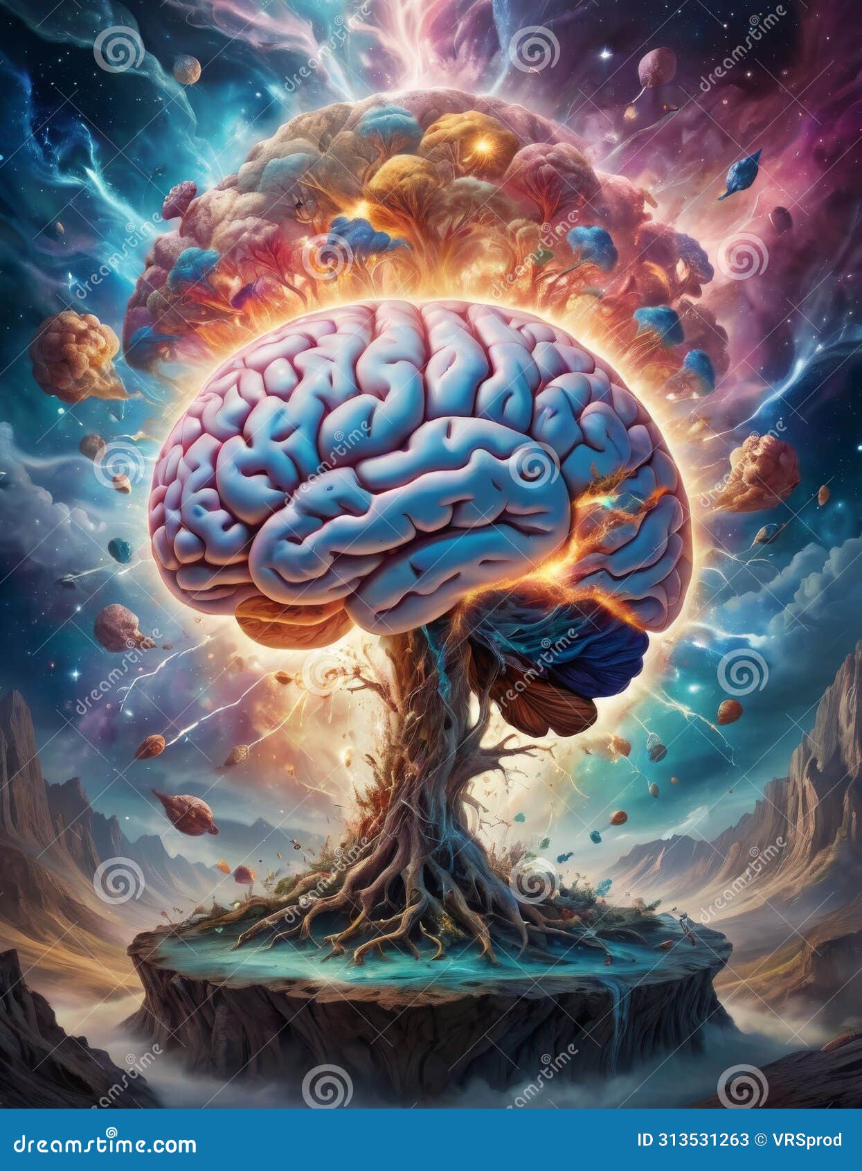 Cosmic Brain Tree Concept Art Stock Image - Image of idea, tree: 313531263