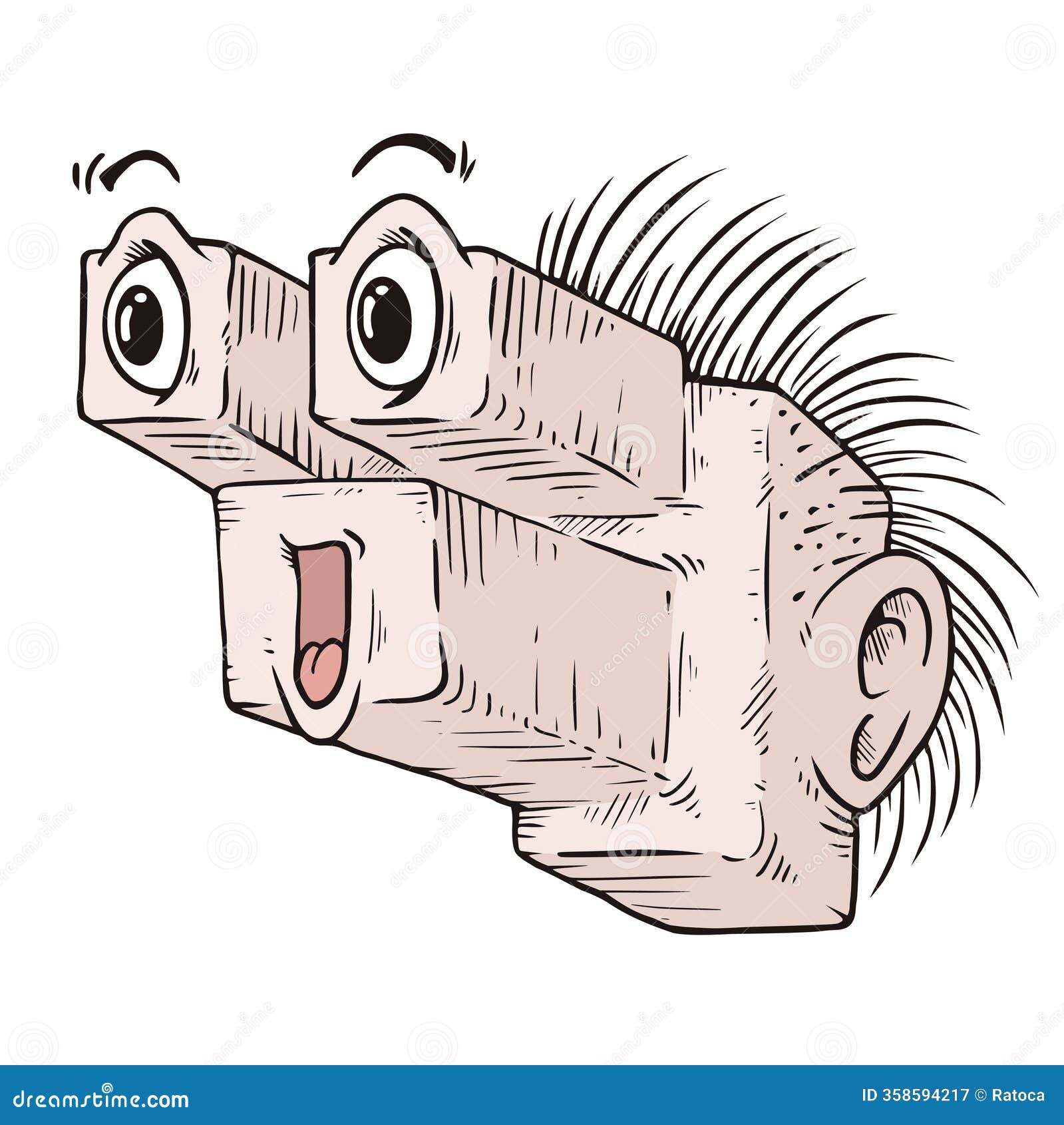 Imaginative Cube Head Illustration Stock Vector - Illustration of eyes ...