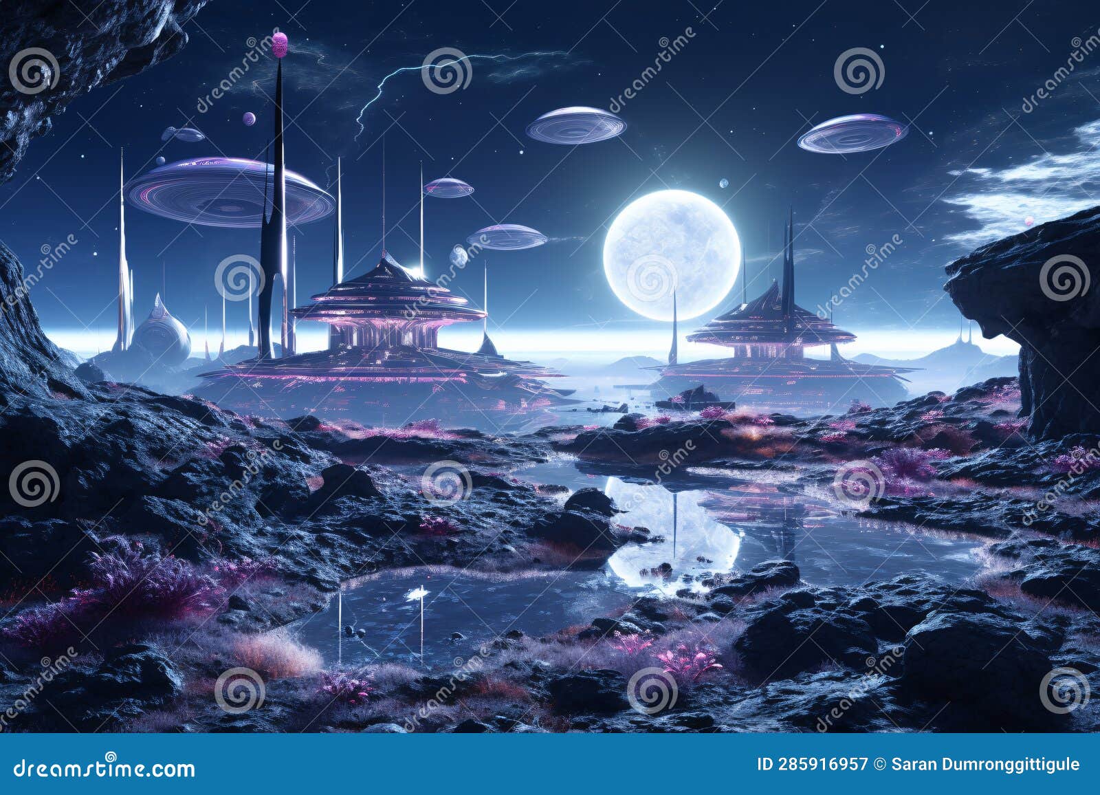 Imaginative Depiction of an Advanced Alien Civilization on a Distant ...