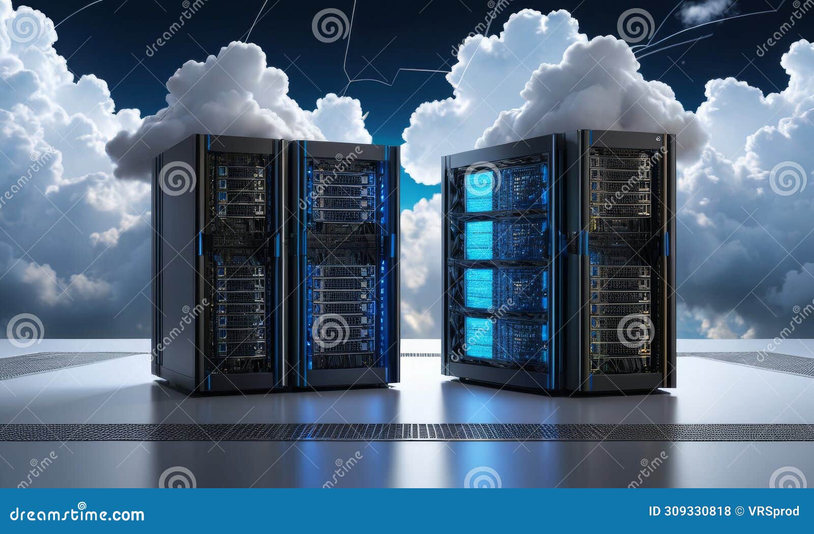 Data Center Servers with Storm Clouds Stock Photo - Image of lightning ...